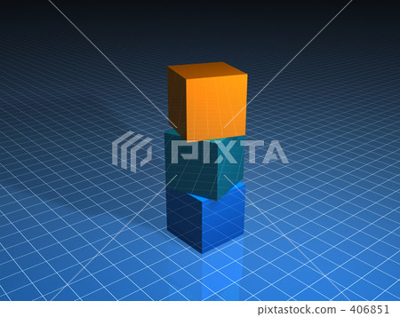 CG of grid and cube - Stock Illustration [406851] - PIXTA