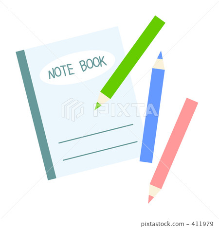 Notes and colored pencils - Stock Illustration [411979] - PIXTA