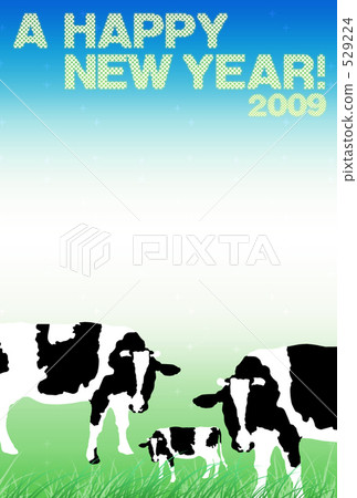 Cow (parent and child) Illustration postcard - Stock Illustration ...