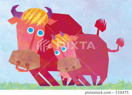 Cow parent and child - Stock Illustration [538475] - PIXTA