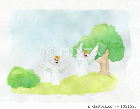 Two angels - Stock Illustration [1051583] - PIXTA