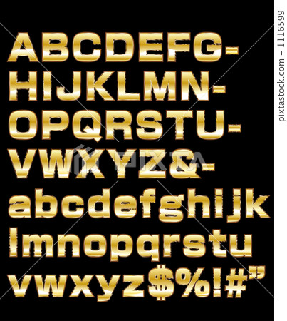 Gold alphabet capital letters and lower case... - Stock Illustration ...