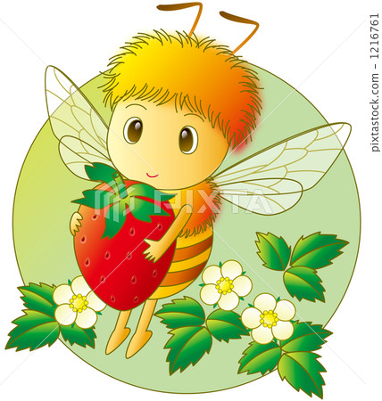Honey bee and strawberry - Stock Illustration [1216761] - PIXTA