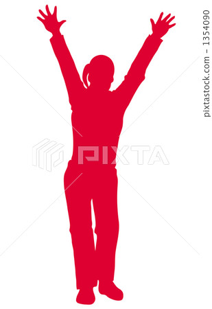 Banzai pose women - Stock Illustration [1354090] - PIXTA