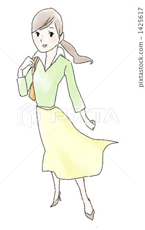 A woman standing daringly - Stock Illustration [1425617] - PIXTA