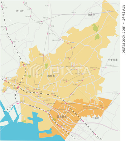 Map of Funabashi City and Narashino City - Stock Illustration [1441918 ...
