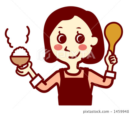 Mother serving rice - Stock Illustration [1459948] - PIXTA