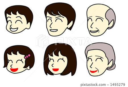 Three generations family face illustration - Stock Illustration ...