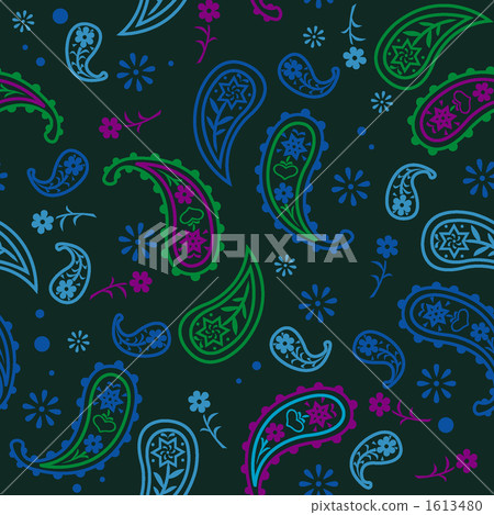 Paisley black background cool - Stock Illustration [1613480] - PIXTA