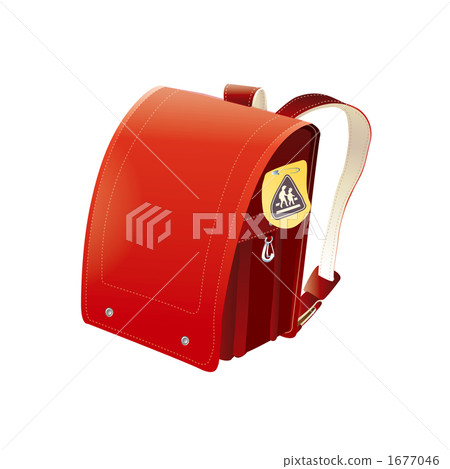 Illustration of red school bag and yellow patch - Stock Illustration ...