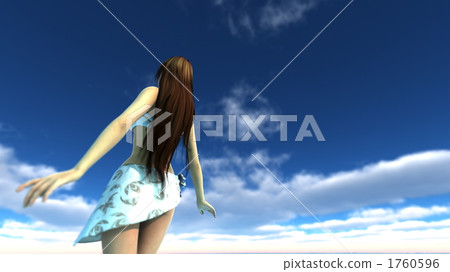 long hair, bathing suit, swimming suit - Stock Illustration [1760596 ...