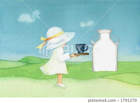 Prairie and a girl - Stock Illustration [1791279] - PIXTA