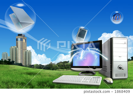 Medium notebook PC in the city center _k _ 146742 - Stock Illustration ...