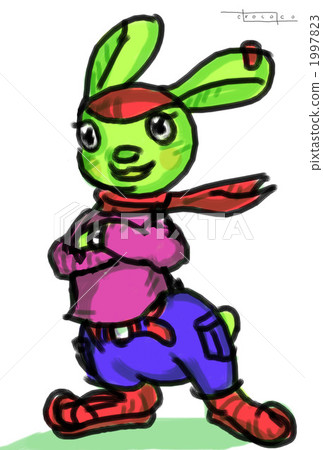 Lime rabbit (background white) - Stock Illustration [1997823] - PIXTA
