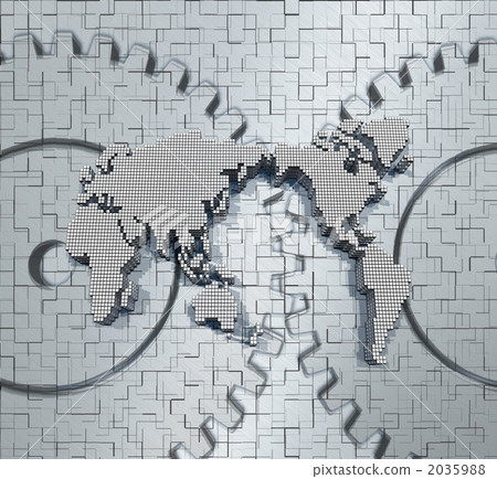 Block structure world map - Stock Illustration [2035988] - PIXTA