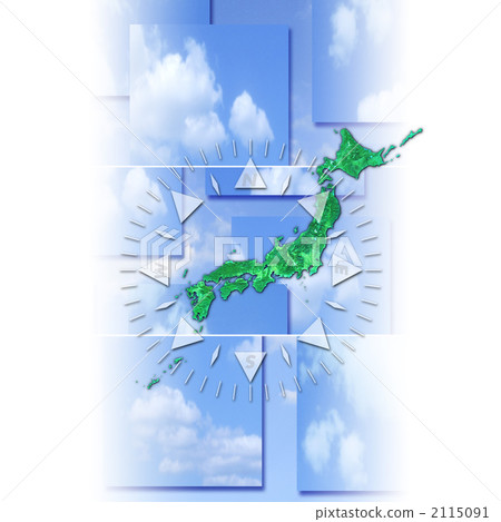 Blue sky compass · Japan map - Stock Illustration [2115091] - PIXTA