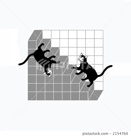 Reverse staircase and black cat - Stock Illustration [2154768] - PIXTA