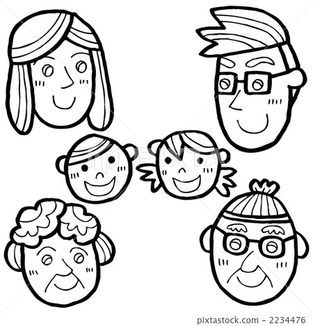 Large family - face only - Stock Illustration [2234476] - PIXTA