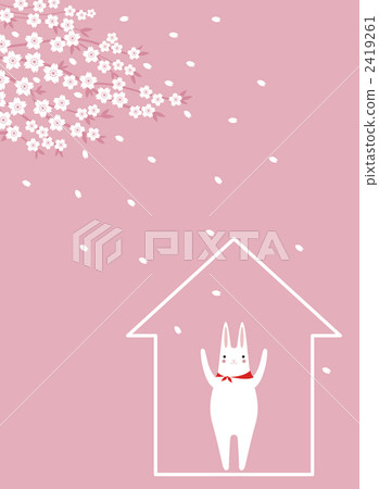 rabbit, cherry blossom, In Bloom - Stock Illustration [2419261] - PIXTA