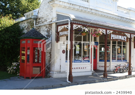 Stock Photo: general store, buildings, telephone booth - Stock Image ...