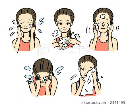 Washing face procedure - Stock Illustration [2581493] - PIXTA
