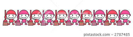 Mascot character cleaning sweet dwarf borders - Stock Illustration ...