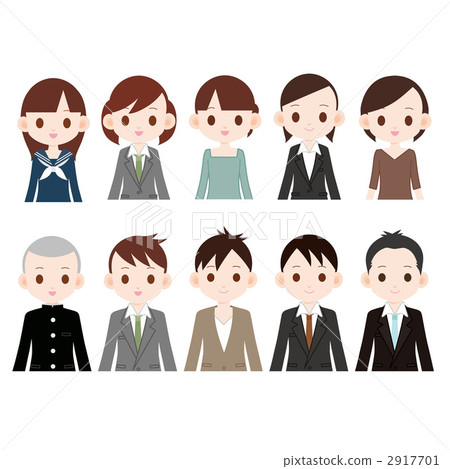 Ten men and women of various ages - Stock Illustration [2917701] - PIXTA