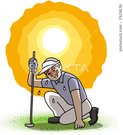 Heat stroke in golf caution - Stock Illustration [2929636] - PIXTA