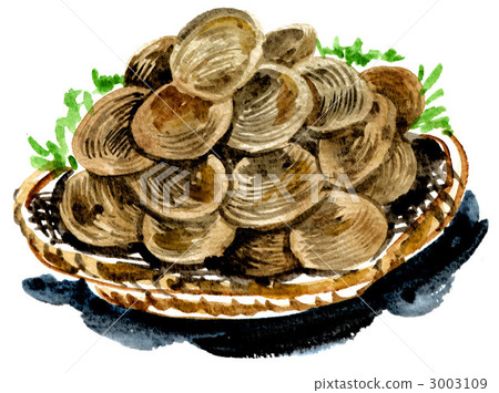 fish and shellfish, shijimi clam, illustration - Stock Illustration ...