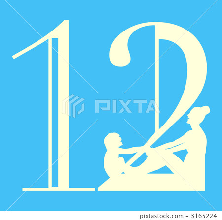 Numbers and yoga _ 12 _ light blue - Stock Illustration [3165224] - PIXTA