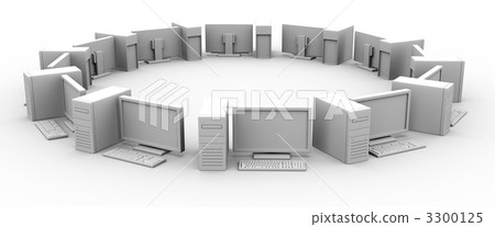 Personal computer black and white _ round shape - Stock Illustration ...