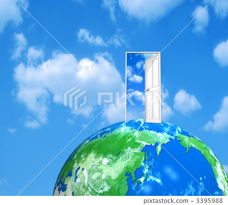 Door / earth on the world map of blue sky - Stock Illustration [3395988 ...