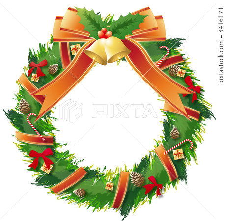 Christmas lease with ribbon - Stock Illustration [3416171] - PIXTA