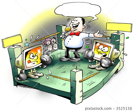 Computer fight in boxing a ring - Stock Illustration [3525138] - PIXTA