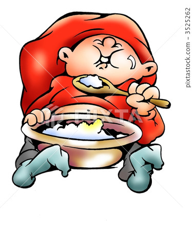 Elf eat a bowl of rice pudding - Stock Illustration [3525262] - PIXTA