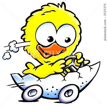Chicken driving eggshell with wheels-插圖素材 [3525375] - PIXTA圖庫