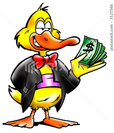 Rich Duck holding alot of dollars - Stock Illustration [3525566] - PIXTA