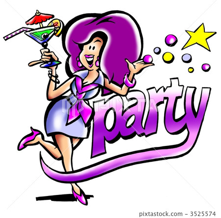 Party Girl dancing with a cocktail - Stock Illustration [3525574] - PIXTA