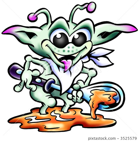 Alien making soup with a big spoon - Stock Illustration [3525579] - PIXTA