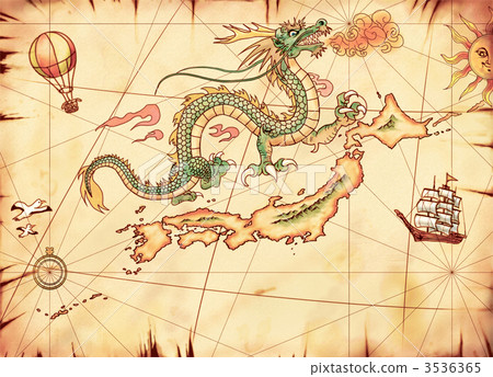 Old map Dragon and Zipang - Stock Illustration [3536365] - PIXTA