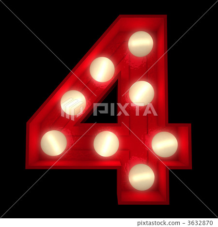 Glowing 4 on black - Stock Illustration [3632870] - PIXTA