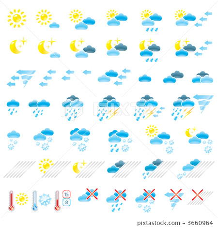Pictograms which represent weather conditions - Stock Illustration ...