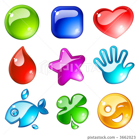 Set of different shiny icons in the row - Stock Illustration [3662023 ...