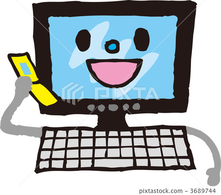 Personal computer talking on mobile phone - Stock Illustration [3689744 ...