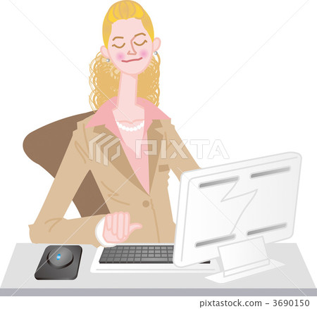 Foreign business woman using PC - Stock Illustration [3690150] - PIXTA