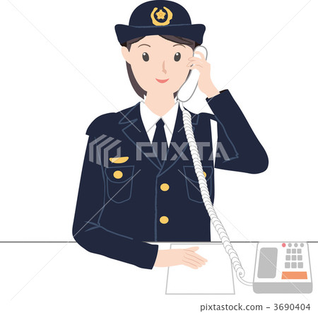 Female police talking on the phone - Stock Illustration [3690404] - PIXTA