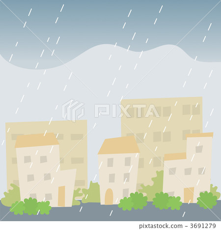 Rain town - Stock Illustration [3691279] - PIXTA
