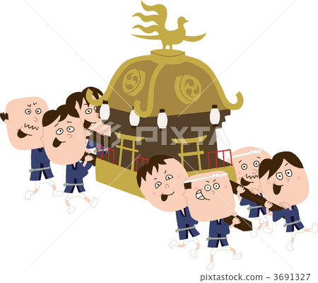 People shoving mikoshi - Stock Illustration [3691327] - PIXTA