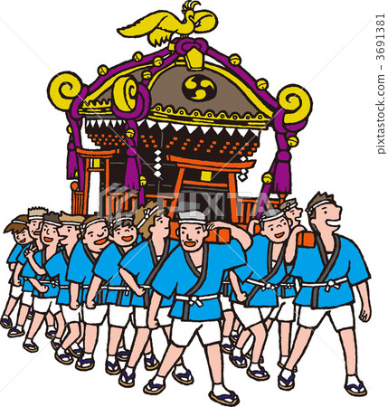 People shoving mikoshi - Stock Illustration [3691381] - PIXTA