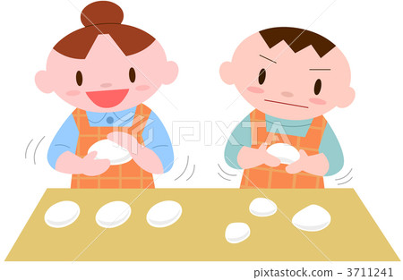 Making a round rice cake - Stock Illustration [3711241] - PIXTA